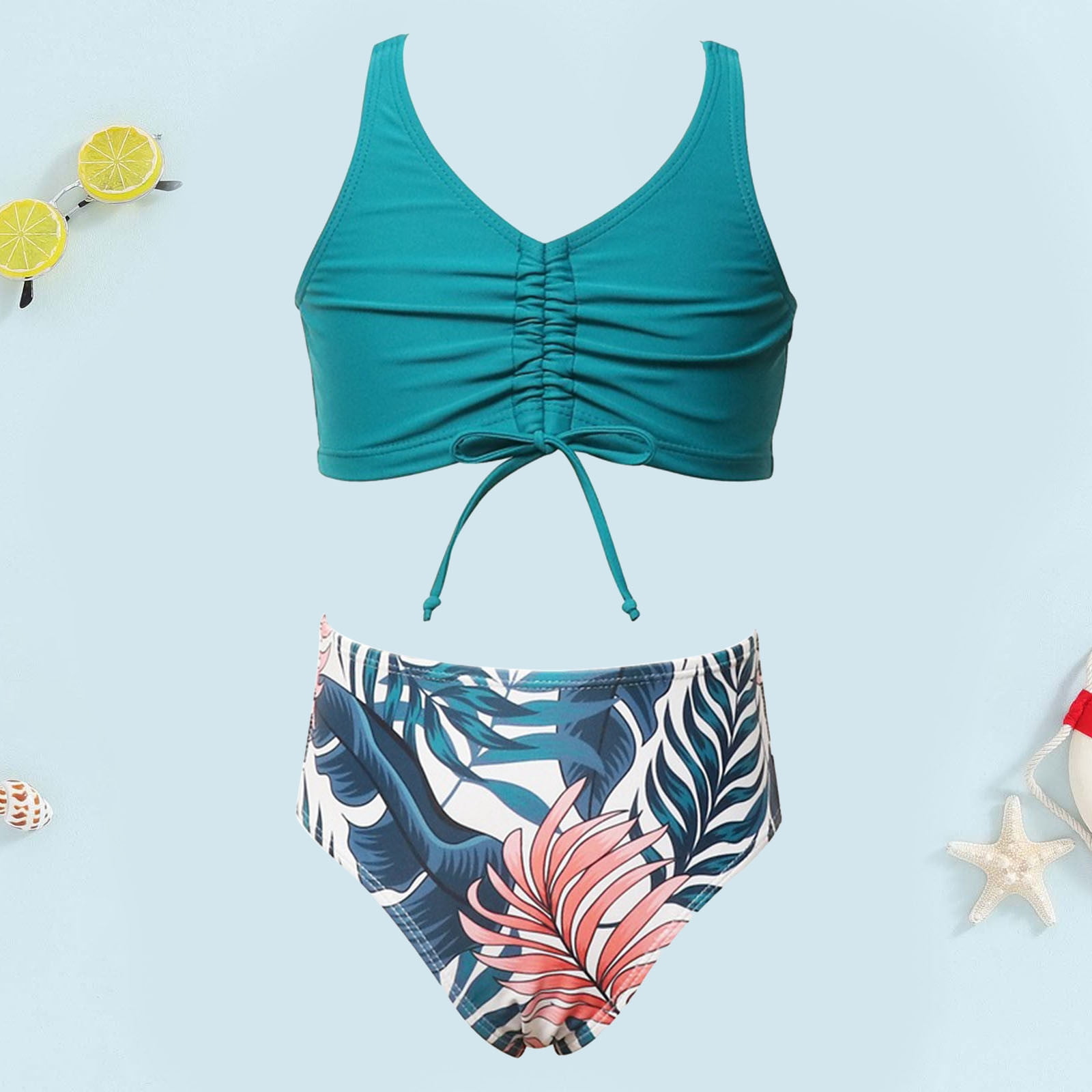 CAIXIA Girls Swimsuits Size 14-16 2-Piece Bikini Set Cutout Girls ...
