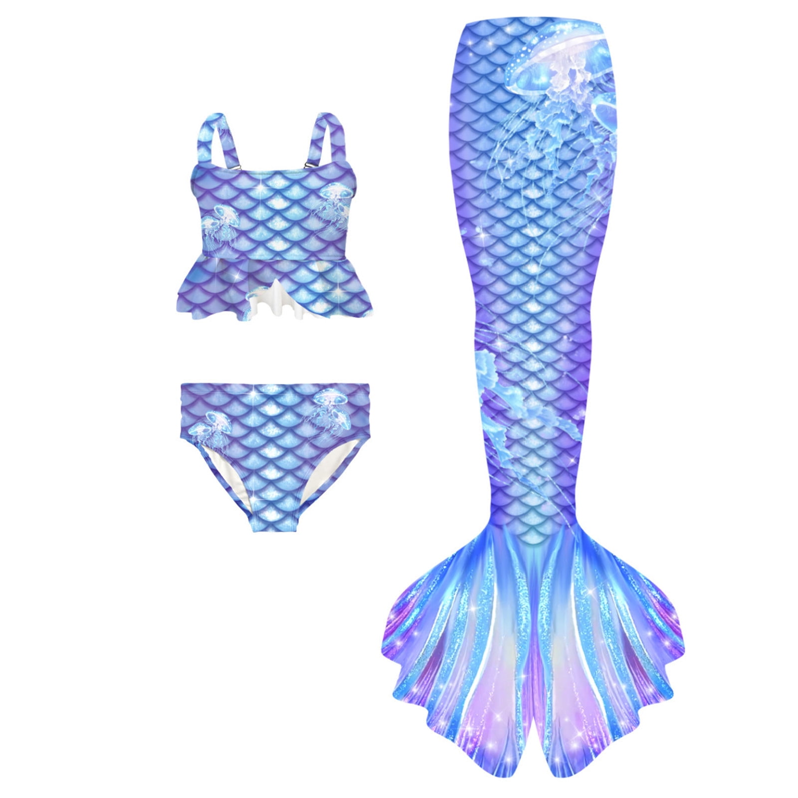 CAIXIA Girls Tankini Swimsuits Size 14-16 Mermaid Swimsuit with Tail 3t ...