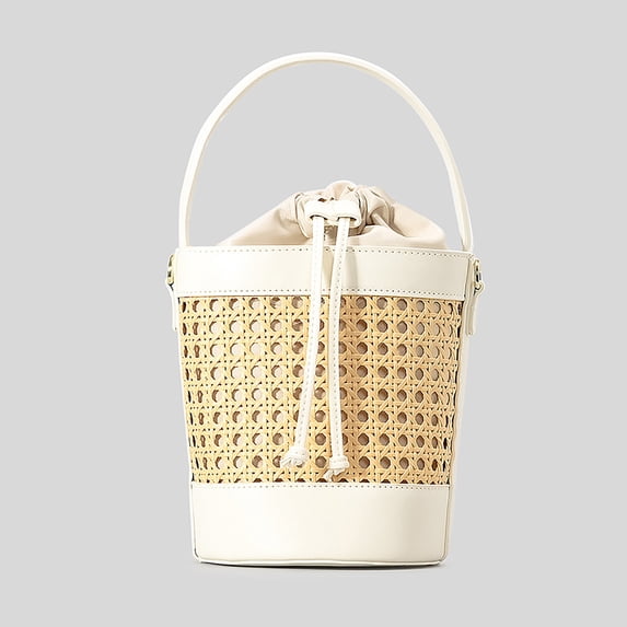 CAIXIA Hand Woven Rattan Hollow Drawstring Shoulder Crossbody Bag ...