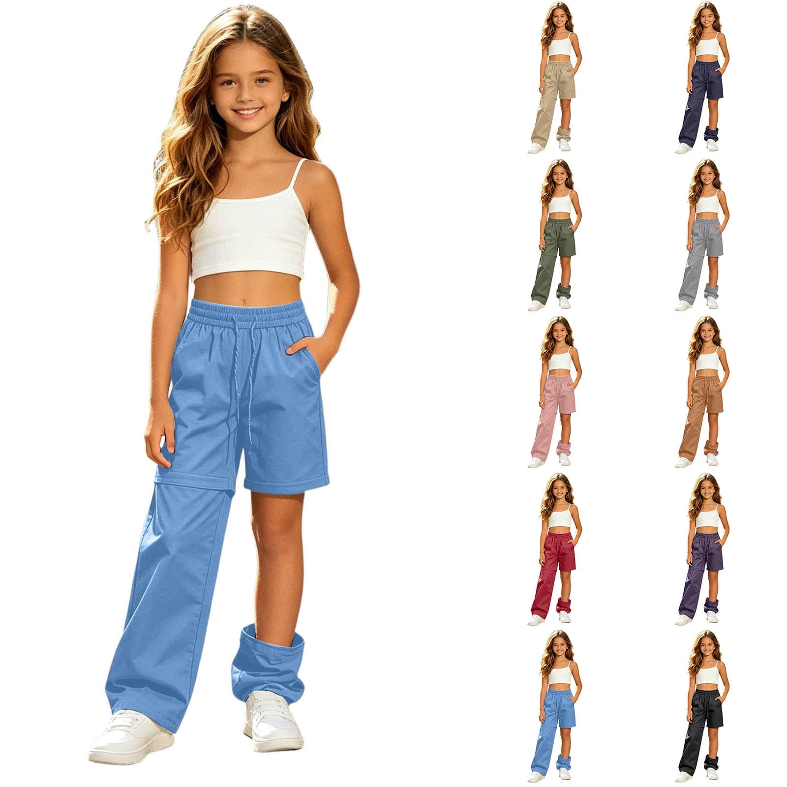 CAIXIA Hiking Pants Kids Girls,Waterproof Lightweight Zip Off Quick Dry ...