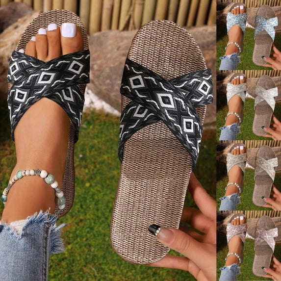 CAIXIA Home Slippers Women with Memory Foam Arch Support Wide Widths ...