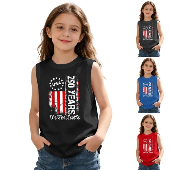 CAIXIA Kids American Flag Shirt Boys Girls 250th Anniversary USA Tank ...