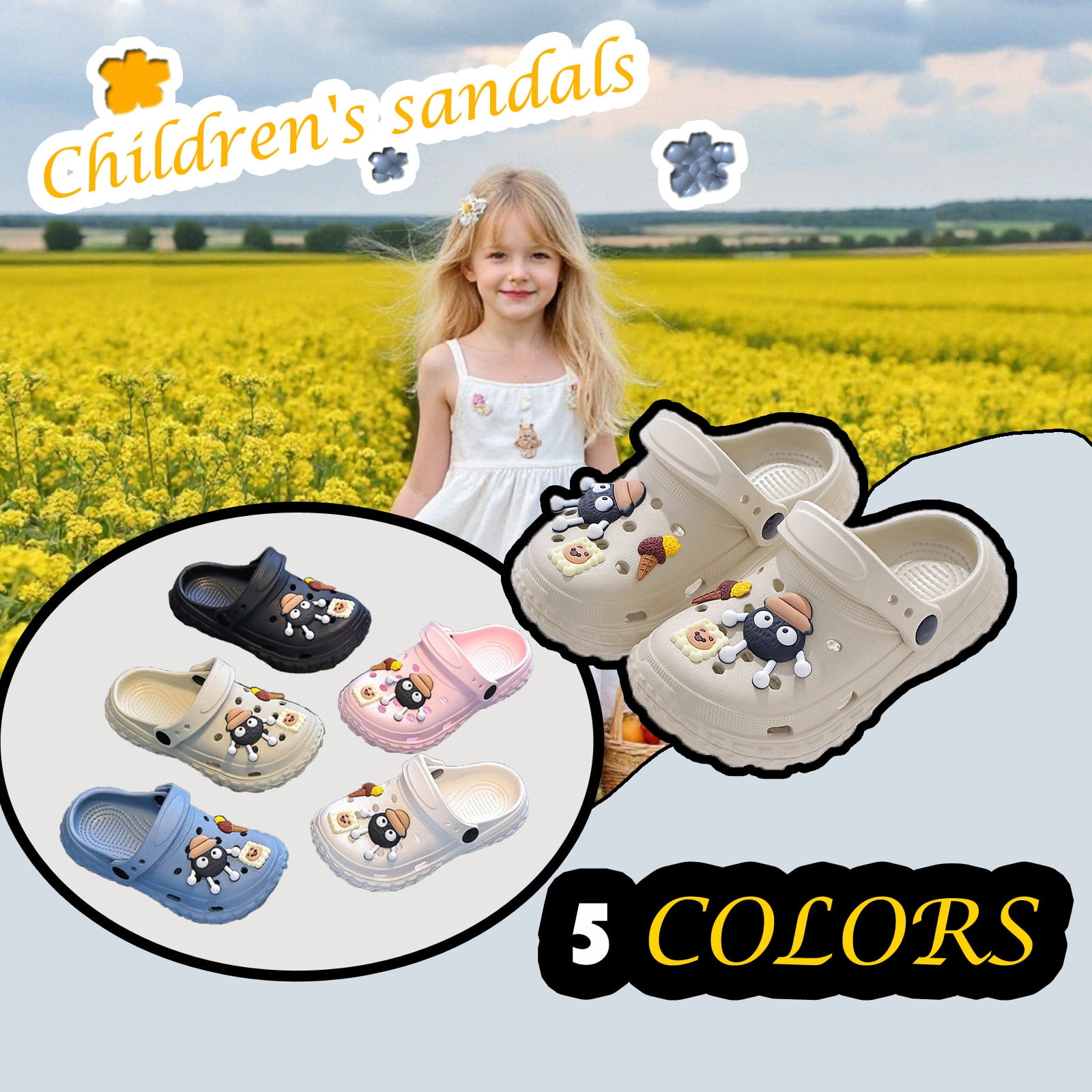 CAIXIA Kids Clogs Size 1 Versatile Family Beach Sandals for Girls ...