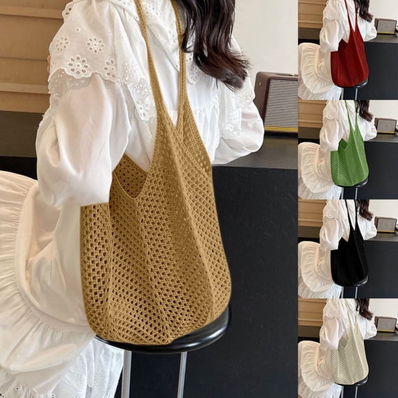 CAIXIA Large Capacity Hollow Woven Clutch Wristlet Handbag Stylish ...