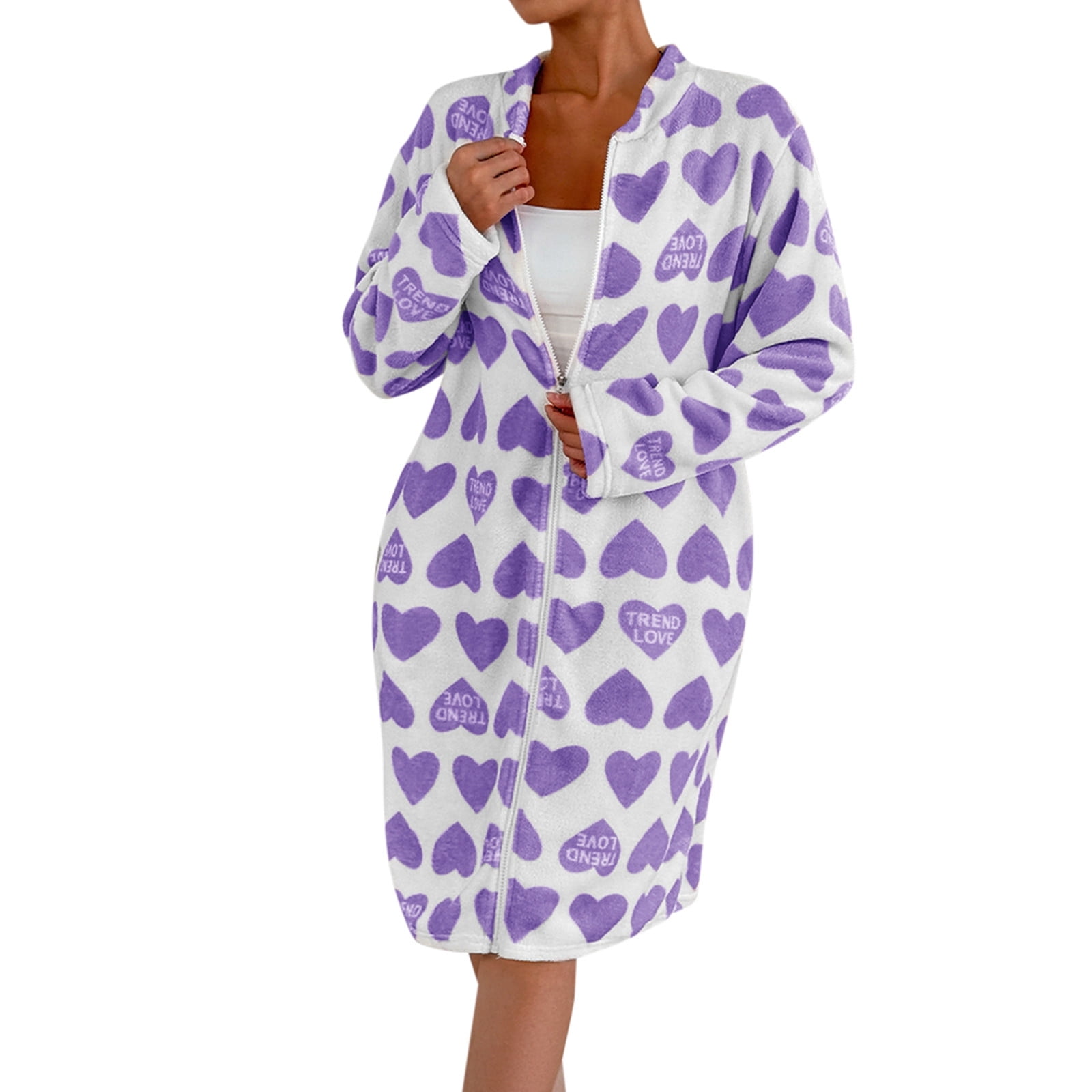 CAIXIA Long Robes For Women Silk Women's Soft Winter Robe Button Front ...