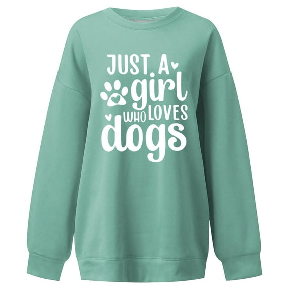 CAIXIA Long Sweatshirts for Women Printed Long Sleeve Tee Tops Round ...