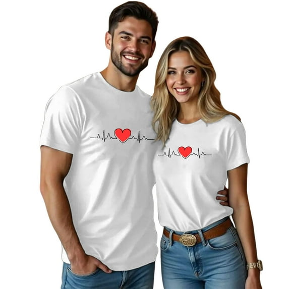 CAIXIA Matching Couples T‑Shirts for Him and Her Love Matching Outfits ...