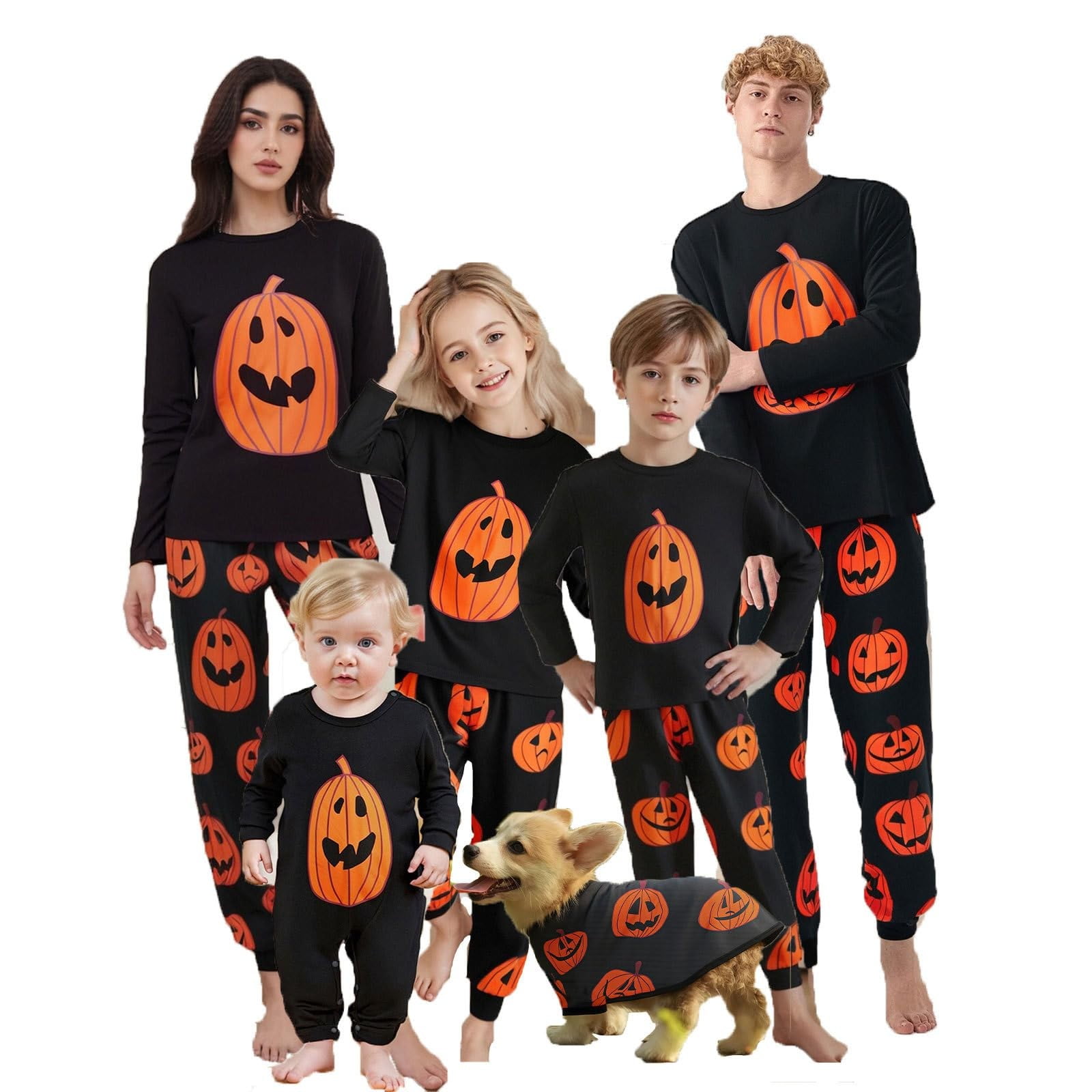 CAIXIA Matching Family Christmas Pajamas Sets Halloween Pumpkin Sleepwear For Baby Adults And ...