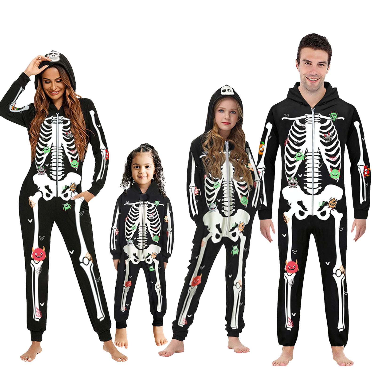 CAIXIA Matching Family Pajamas Sets Skeleton Glow in Dark Jumpsuit ...