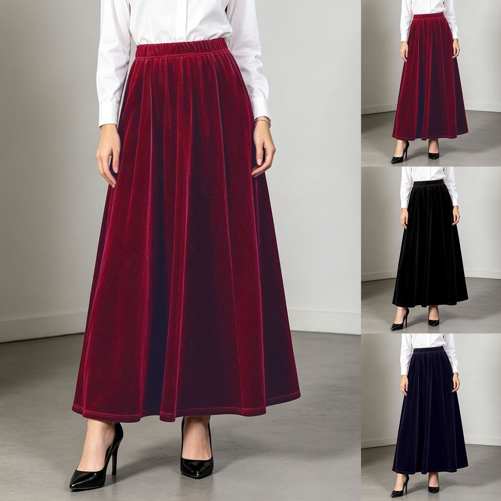 CAIXIA Midi Skirts for Women Fashion Floral Stretchable Fabric Spring ...