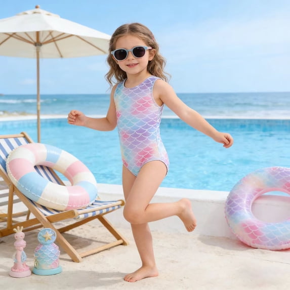 CAIXIA One Piece Swimsuit Girls Bathing Suit for Girls Adjustable ...