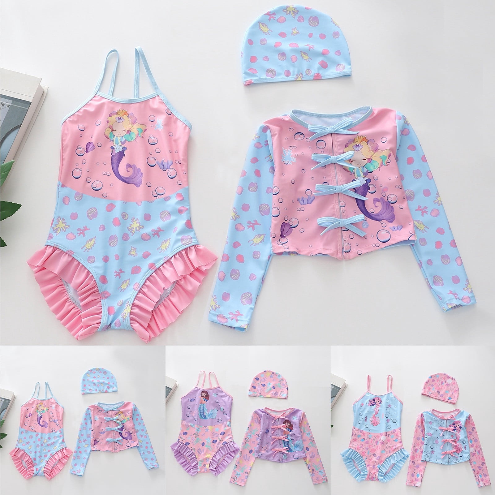 CAIXIA One Piece Swimsuit Girls Size 6 Ruffle Polka Dot Soft ...