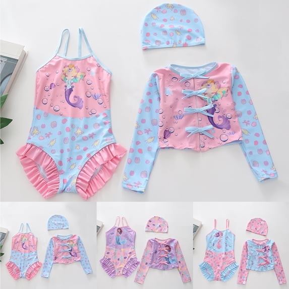 CAIXIA One Piece Swimsuit Girls Size 6 Ruffle Polka Dot Soft ...