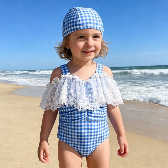 CAIXIA One Piece Swimsuit Little Girls Bathing Suits Adjustable Wide ...