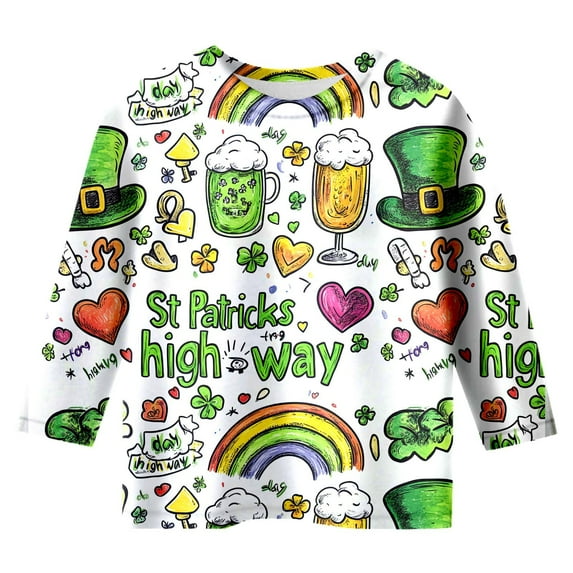 CAIXIA Patricks Day Kids Shirts 4-8 3/4 Length Sleeve T-Shirts Love ...