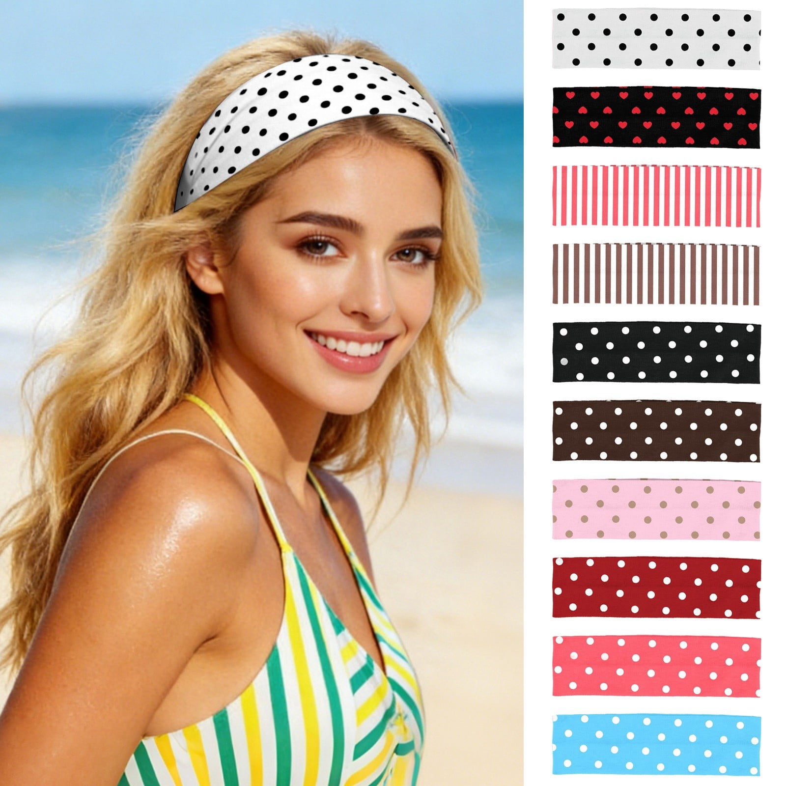 CAIXIA Polka Dot Headbands for Women, Cute Polka Dot Hair Bands for ...
