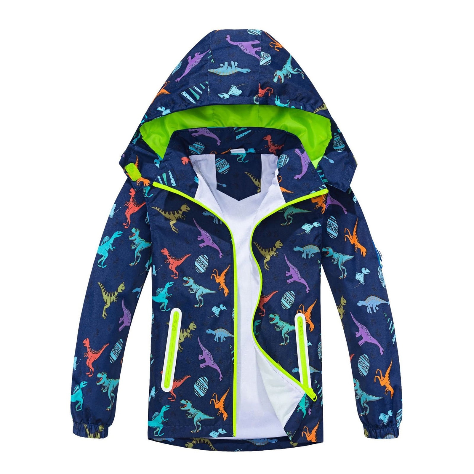 CAIXIA Rain Jacket,Kids Dinosaur Print Breathable Hooded Jacket For Boys And Girls Outdoor ...