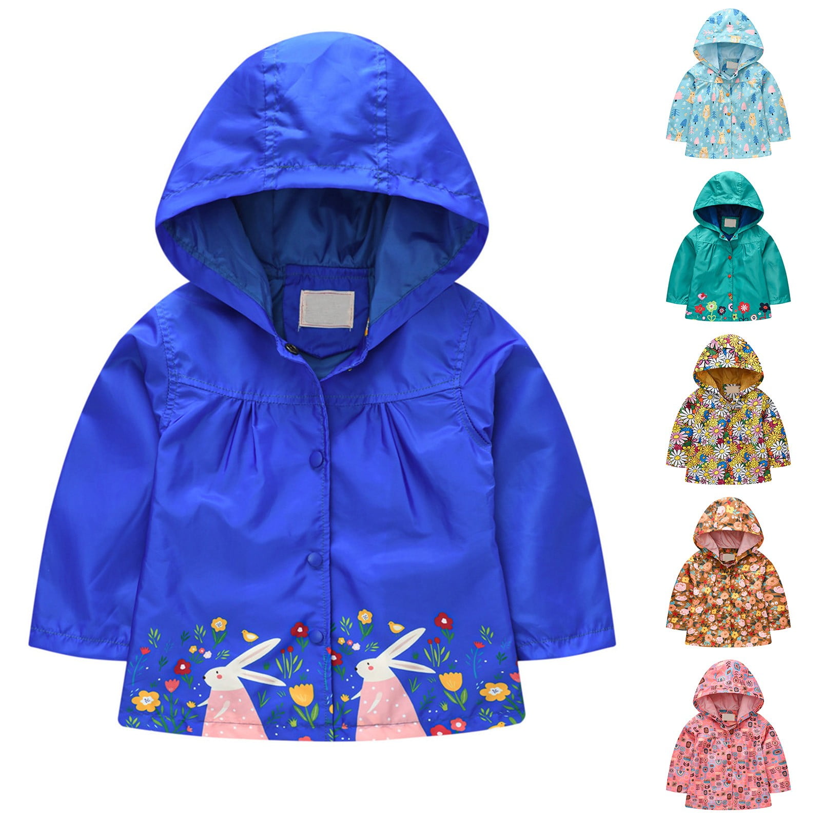 CAIXIA Rain Jackets For Girls Lightweight Zip Up Trench Outerwear Boys ...