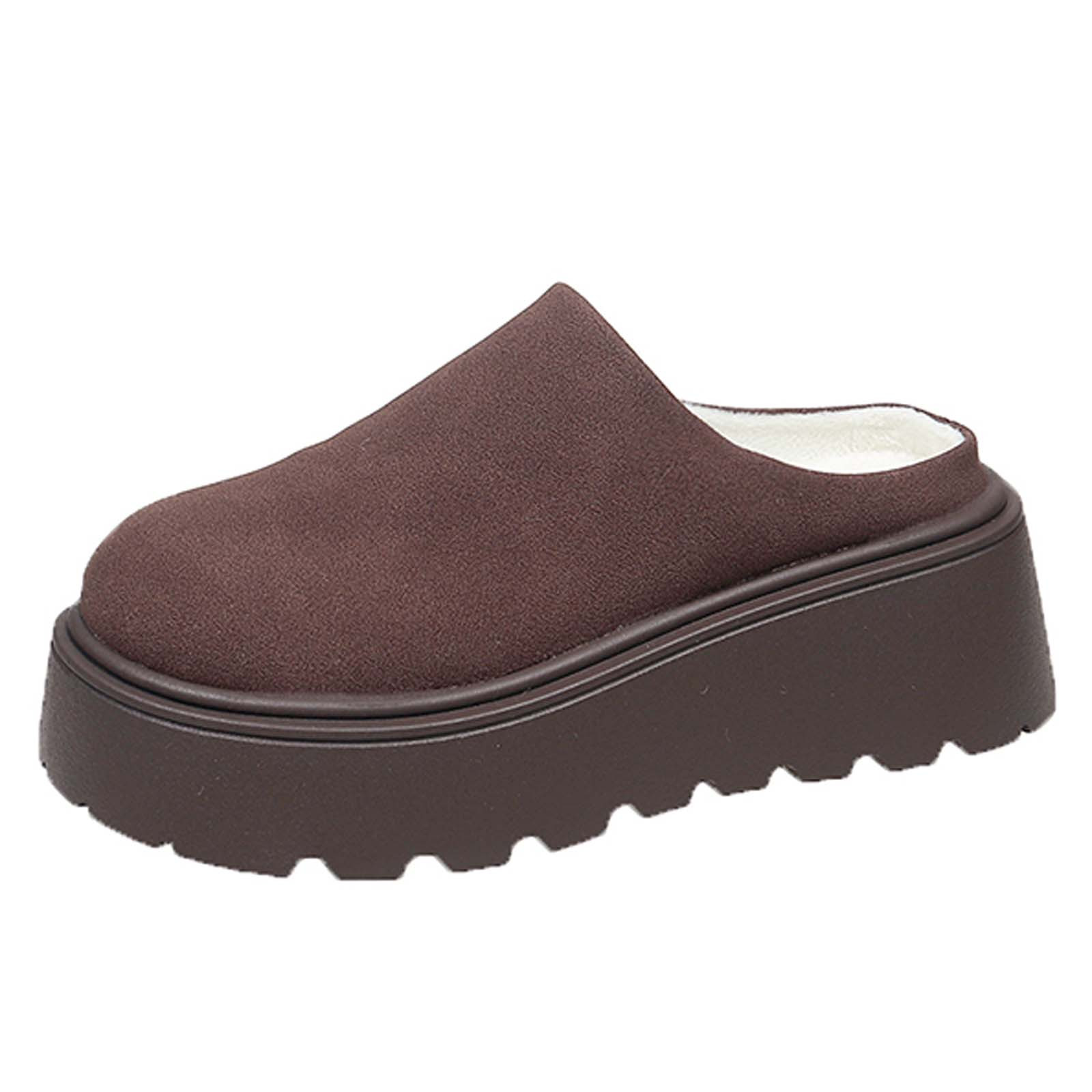 CAIXIA Retro Platform On Loafers For Women Cozy Lined Indoor Outdoor ...