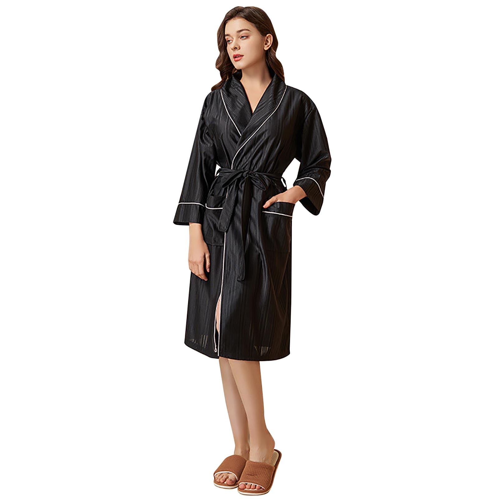 CAIXIA Robes For Women Satin Elegant Medium Length Autumn Bathrobe for ...