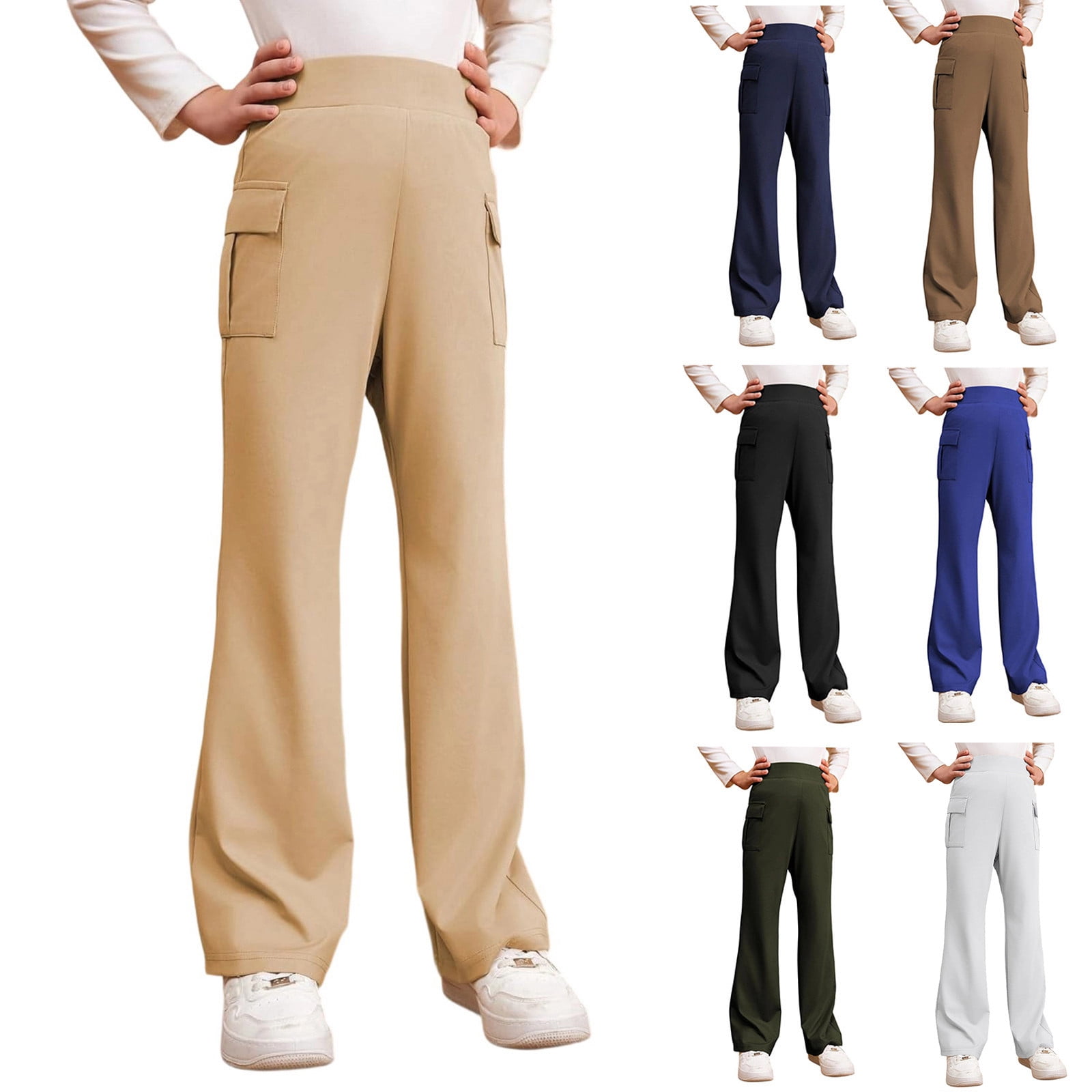 CAIXIA School Uniform for Girls Boys Elastic Waistband Dress Pants ...