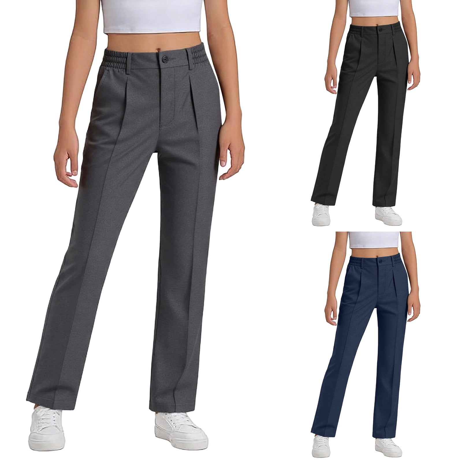 CAIXIA School Uniform Pants for Boys High Waisted Dress Pants Straight ...