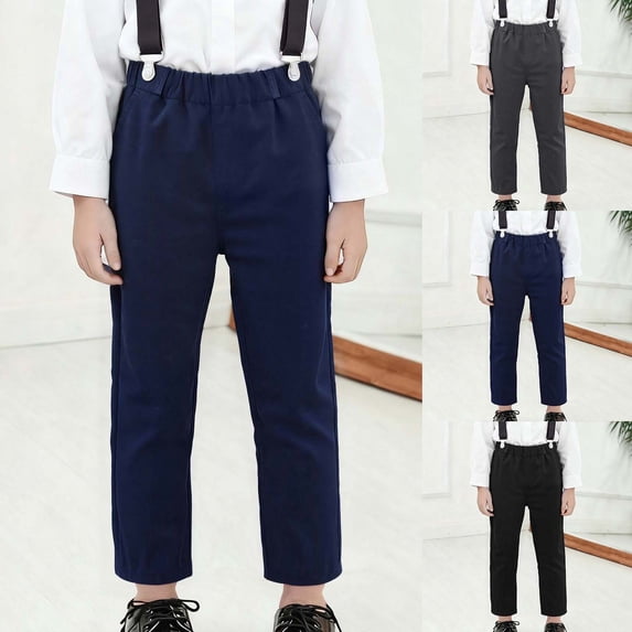 CAIXIA School Uniform Pants for Girls Boys Cozy Elastic Waist Dress ...