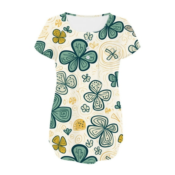 CAIXIA Shirts for Women Trendy Patricks Day Holiday Short Sleeve Clover ...