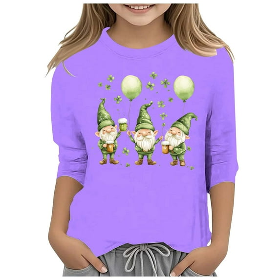 CAIXIA St. Patrick's Day Girl Shirt 3/4 Sleeve T-Shirts Lucky Irish ...
