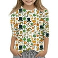 CAIXIA St. Patrick's Day Girl Shirts Size 6 3/4 Sleeve T Shirts Clover ...