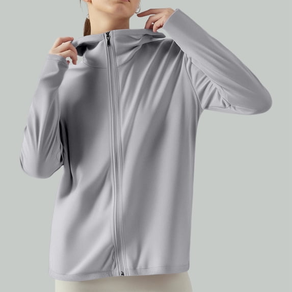 CAIXIA Sun Hoodie Women Colorful Long Sleeve Zip Up Hooded Sun Shirts ...