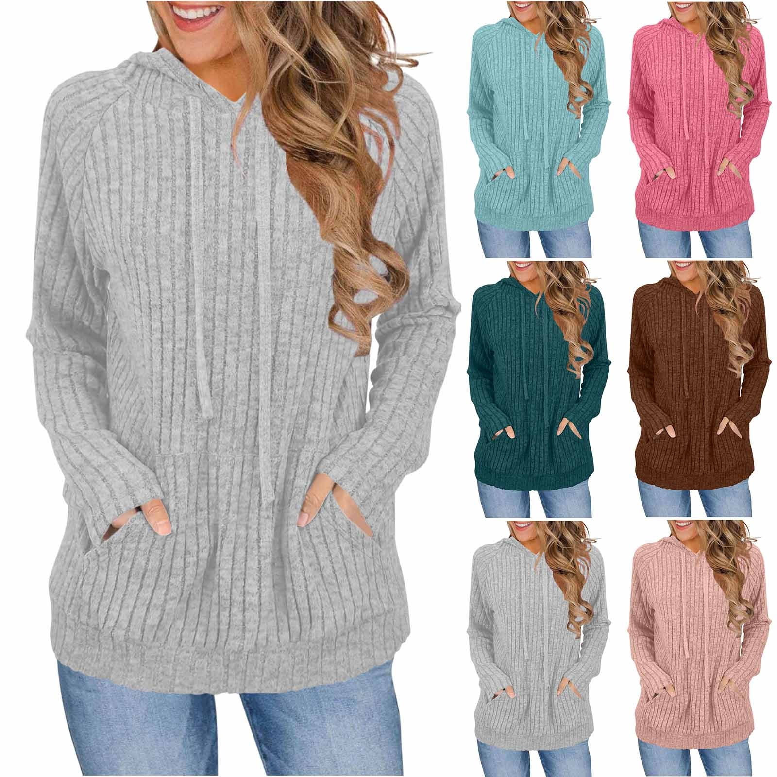 CAIXIA Sweaters for Women Long Sleeve Knits Hoodie Cozy Lightweight ...