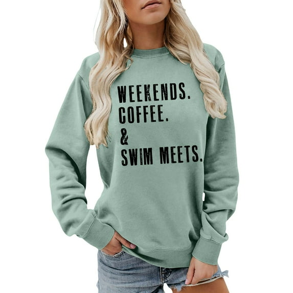 CAIXIA Sweatshirts for Women Trendy Letter Print Long Sleeve Tee Tops ...