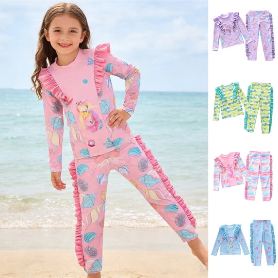 CAIXIA Swimsuit for Girls 8-10 Casual Solid Color Quick-Drying Upf 50 ...