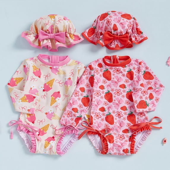 CAIXIA Swimsuit for Girls Ruffle Striped Stretchy Upf 50+ Uv Sun ...