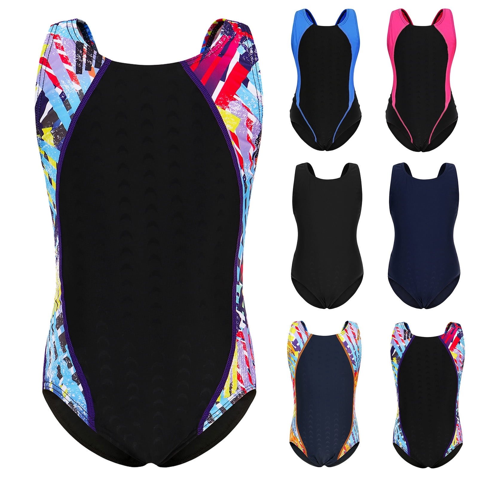 CAIXIA Swimsuits for Teen Girls One Piece Ruffle Color Block ...