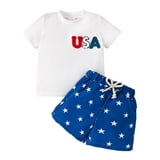 CAIXIA Toddler Baby Boy 4th of July Outfit USA American Flag Shirt ...
