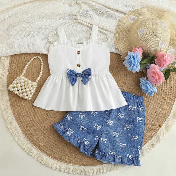 CAIXIA Toddler Baby Girl Summer Outfits Sleeveless Lapel Collar Tank ...