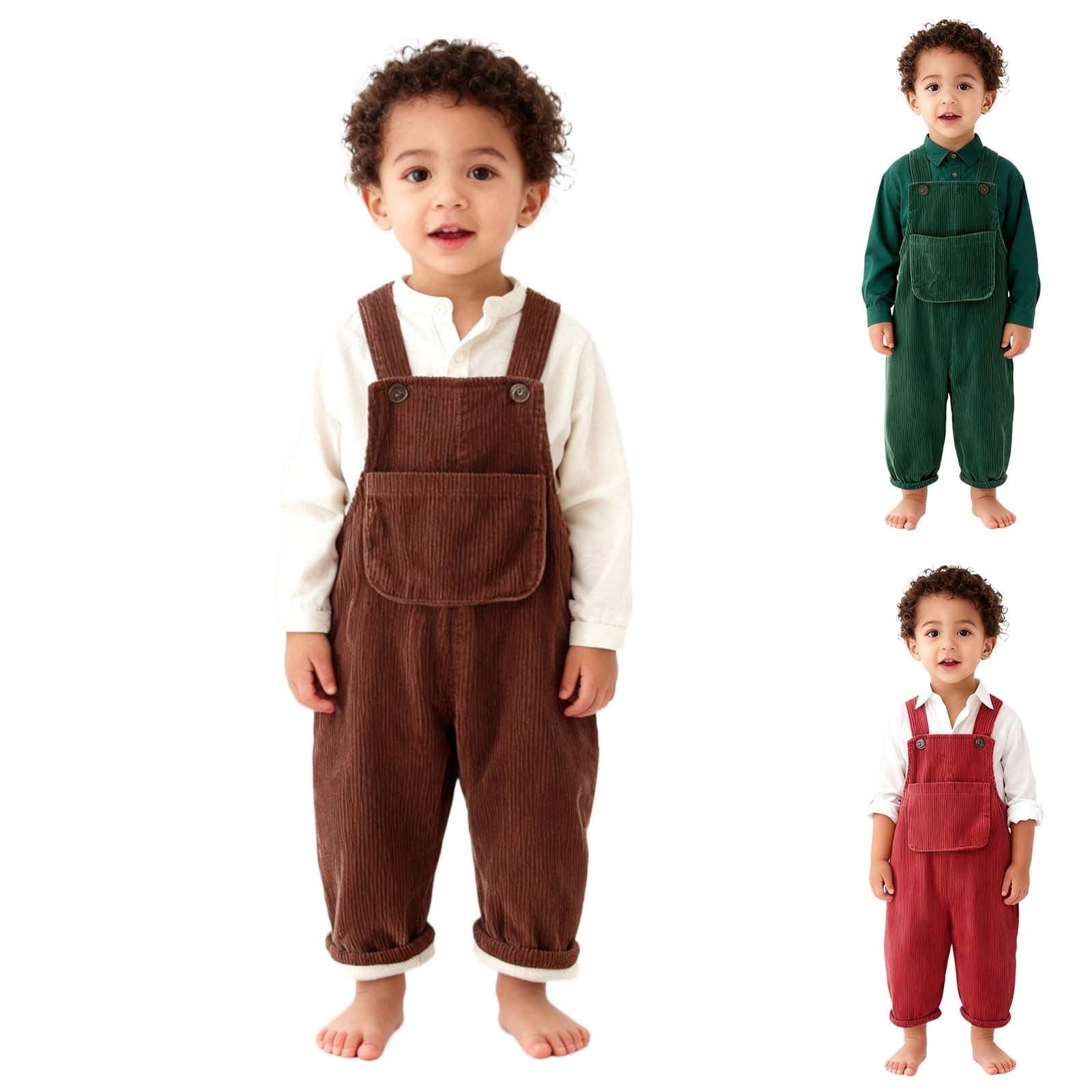 CAIXIA Toddler Boy Girl Soft Corduroy Suspender Pants Kids Overalls ...
