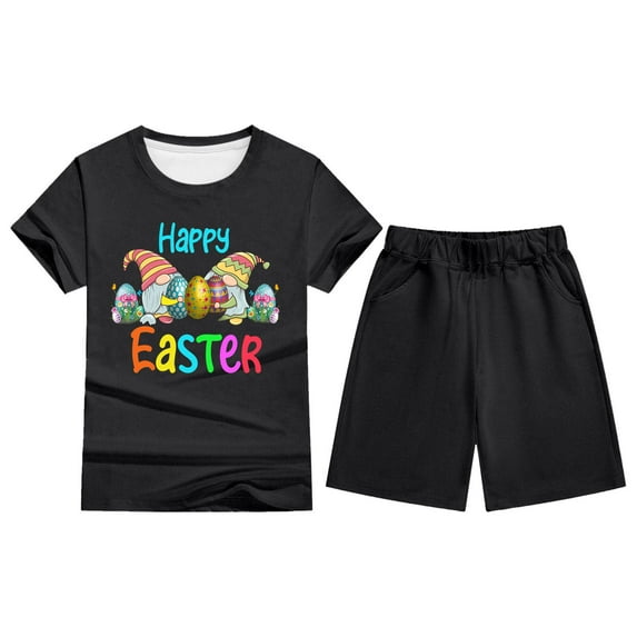 CAIXIA Toddler Girls Short Sleeve And Shorts Set Easter Holiday Printed ...