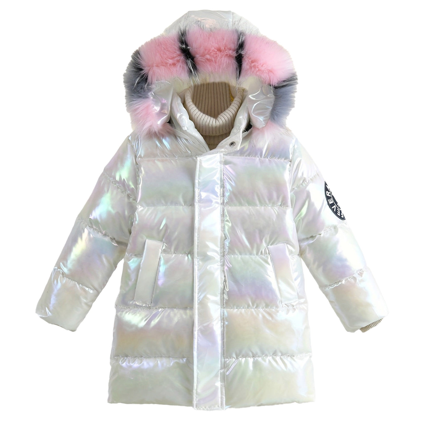CAIXIA Toddler Jackets Boys,Winter Sweet Girl Mid Length Down Jacket White Down Dazzling ...