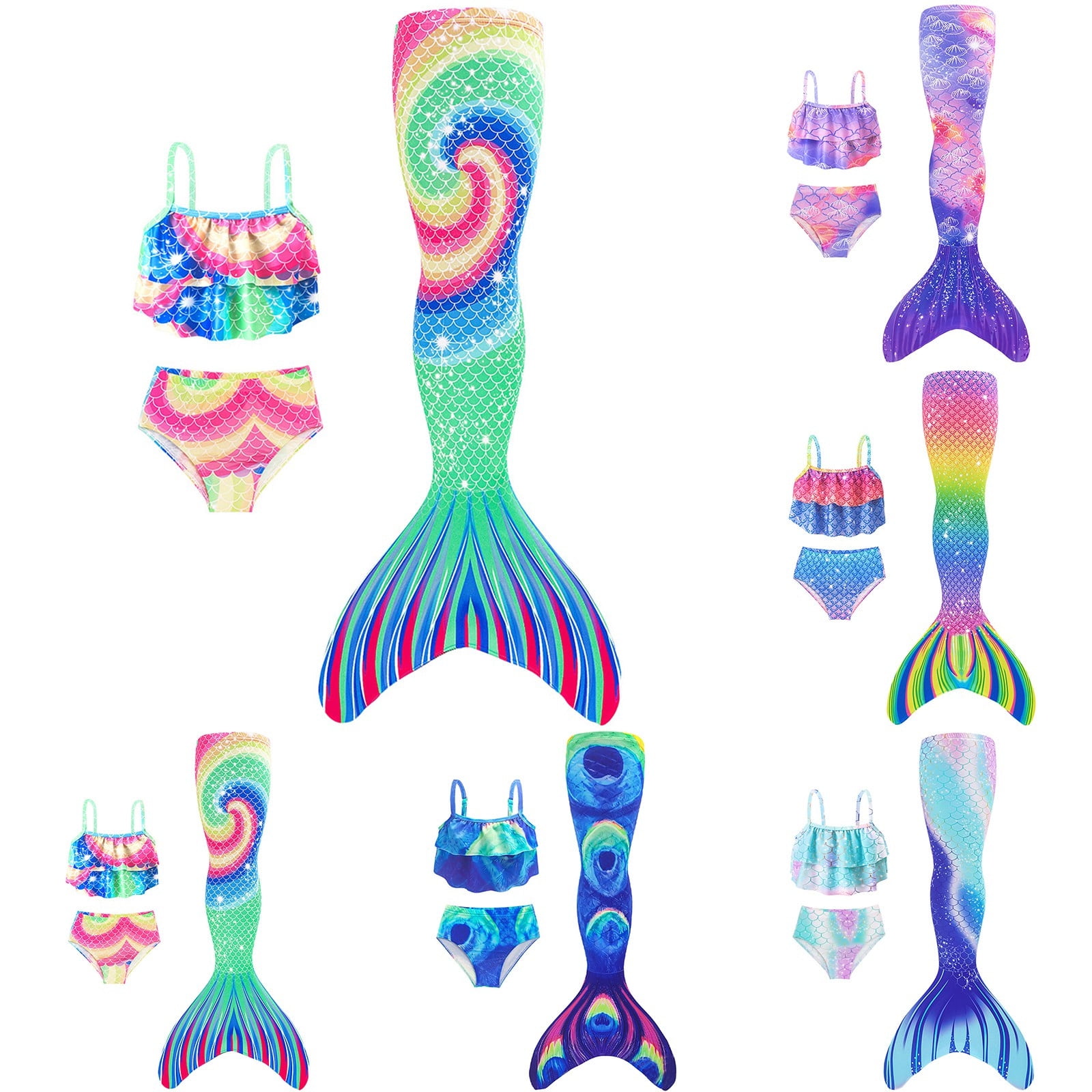 CAIXIA Toddler Swimsuit Girl 4t Cute Ruffle Mermaid Tail Swimsuit for ...