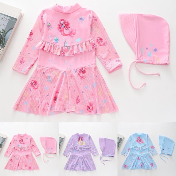 CAIXIA Toddler Swimsuit Girl Two Piece Ruffle Floral Breathable Upf 50 ...