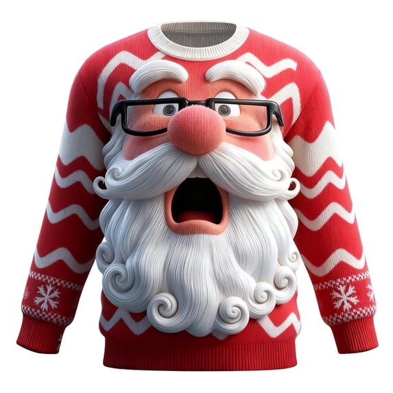 CAIXIA Ugly Christmas Sweater Men Funny Santa Claus Xmas Knit ...