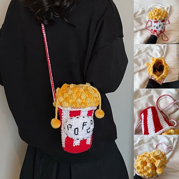 CAIXIA Unisex Popcorn Knit Letter Pattern Messenger Bag Casual Woven ...