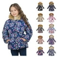 CAIXIA Winter Coats For Girls Hooded Waterproof Floral Printed Kids Toddler Warm Snow Puffer ...