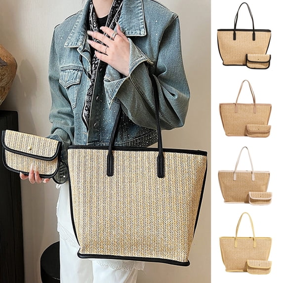 CAIXIA Women Large Woven Bucket Tote Bag Stylish Shoulder Handbag Purse ...