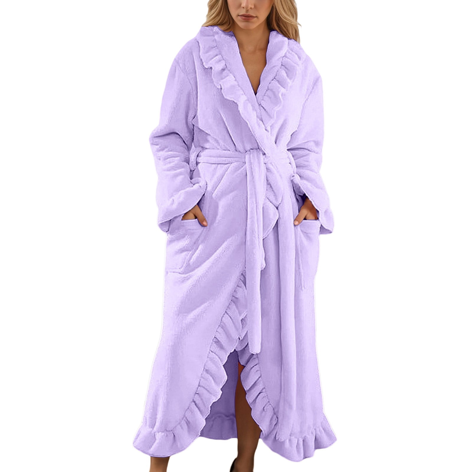 CAIXIA Women'S Robes Elegant Women's Flannel Robe Long Sleeve Thermal ...