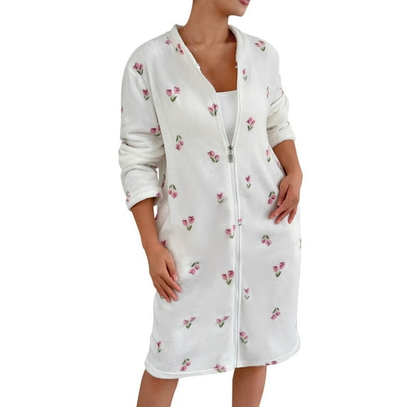 CAIXIA Women'S Robes Short Women's Soft Winter Robe Button Front ...