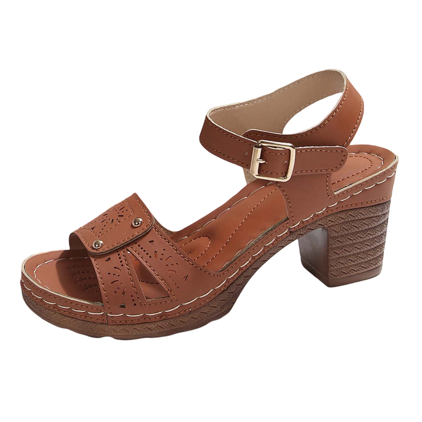 CAIXIA Women Sandals Women Summer Casual Sandals with Buckle Strap ...